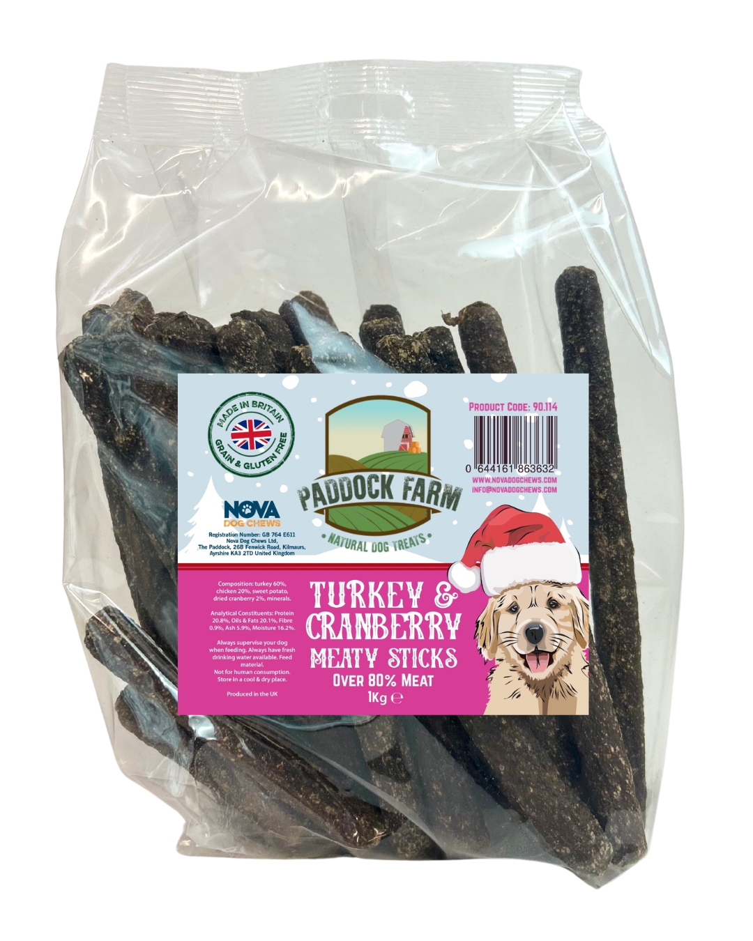 New Nova ~ Turkey & Cranberry Meaty Sticks - One Of The Family Raw Dog Food