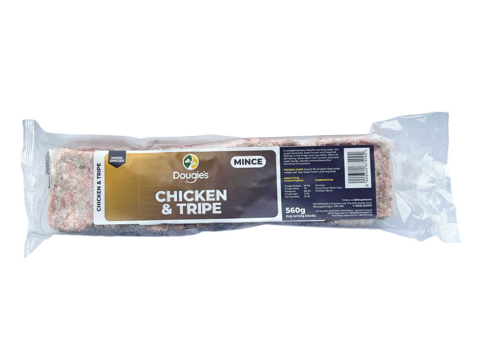 Dougies ~ Chicken & Tripe Mince 560g (4 x 140g individual Portions ...