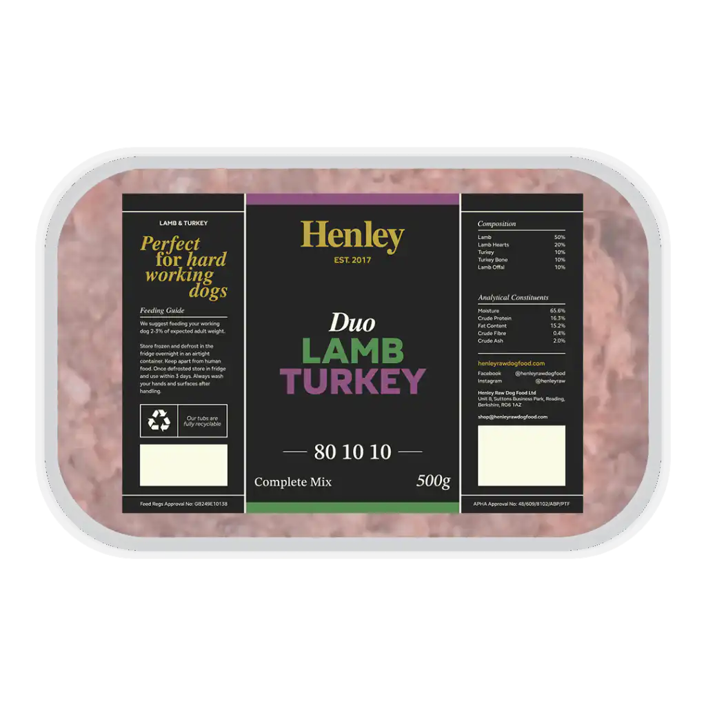 Henley ~ Duo Lamb & Turkey 80/10/10 500g - One Of The Family Raw Dog Food